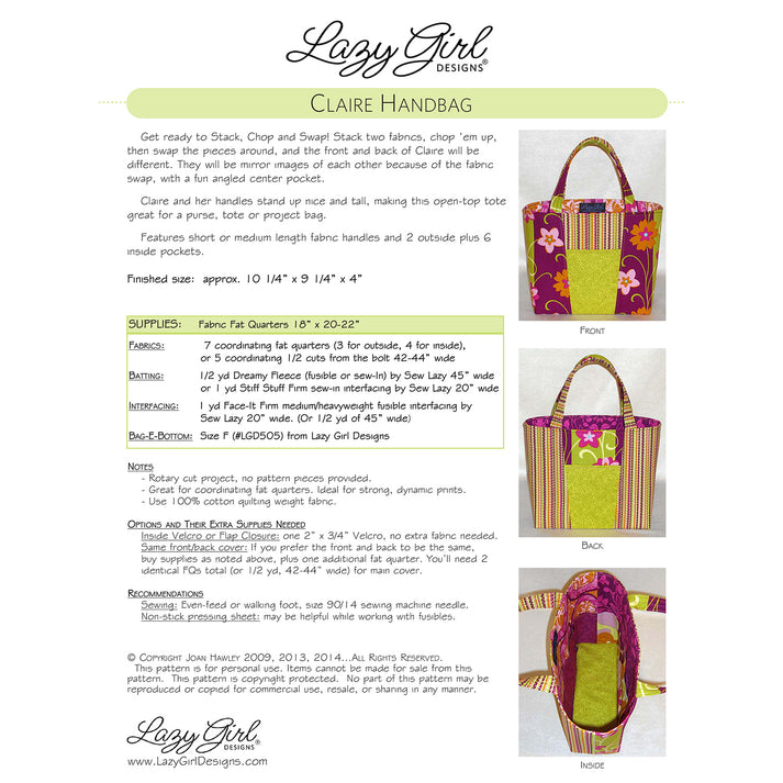 Claire Handbag PDF Pattern – Jaybird Quilts