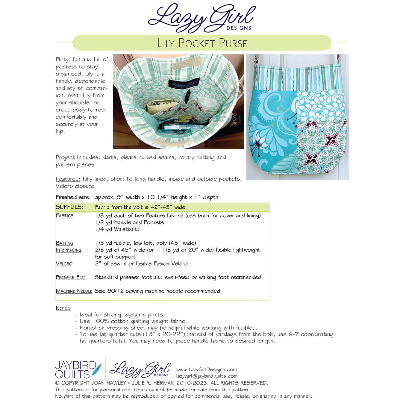 Lily Pocket Purse PDF Pattern – Jaybird Quilts