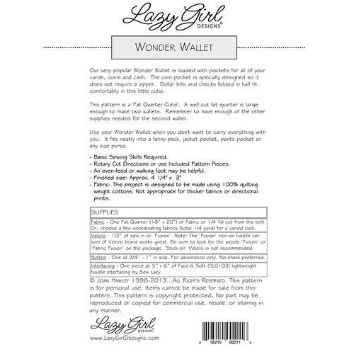 Wonder Wallet PDF Pattern – Jaybird Quilts