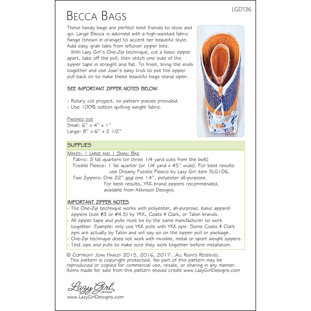Becca Bags PDF Pattern – Jaybird Quilts