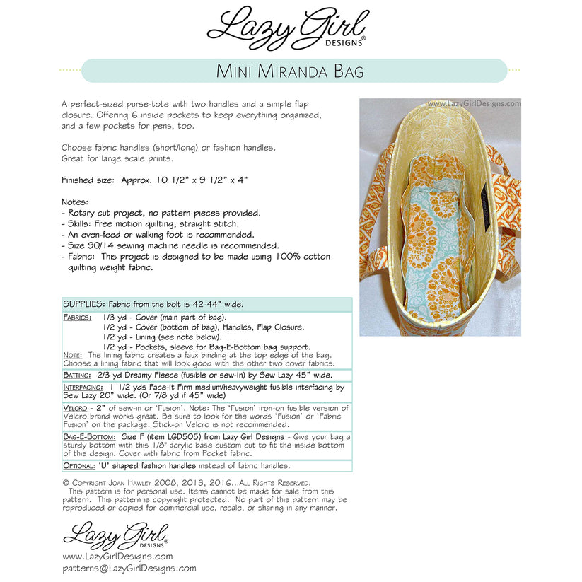Mini Miranda Bag PDF Pattern – Jaybird Quilts